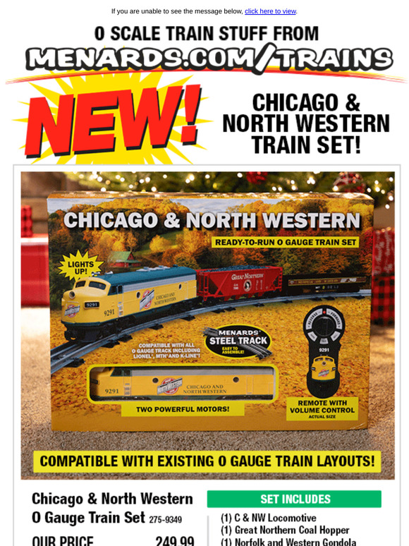 Menards: New! Chicago & North Western Train Set! | Milled