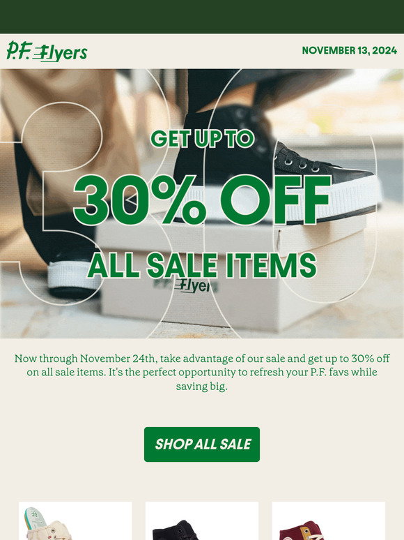 PF Flyers: S A L E: Up to 30% Off All Sale Items | Milled