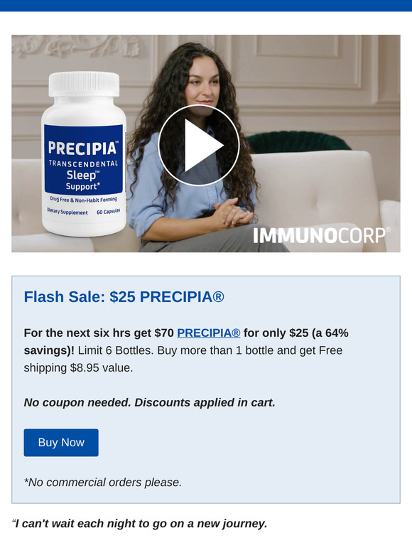 Immunocorp: Ends Soon—Get PRECIPIA® Deep Sleep Help for Only $25 | Milled