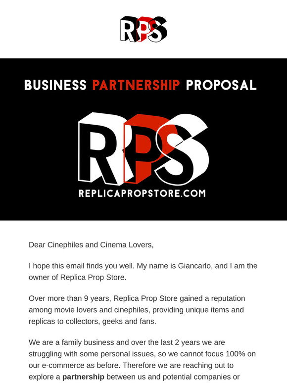 Replica Prop Store: Business Partnership Proposal with Replica Prop ...