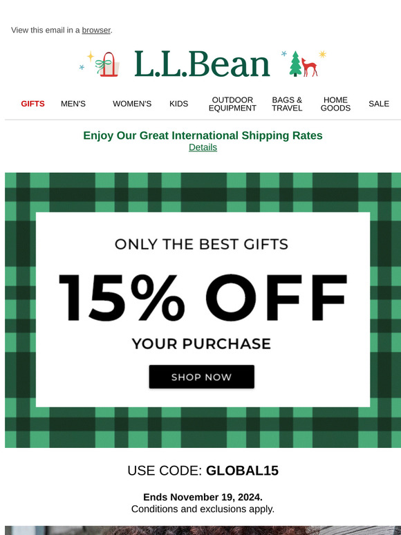 L.L.Bean: 15% OFF: Gift Shopping Begins Now | Milled