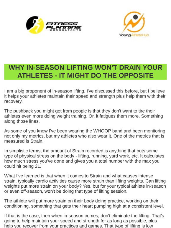 Fitness Planning: Why In-Season Lifting Won’t Drain Your Athletes – It ...