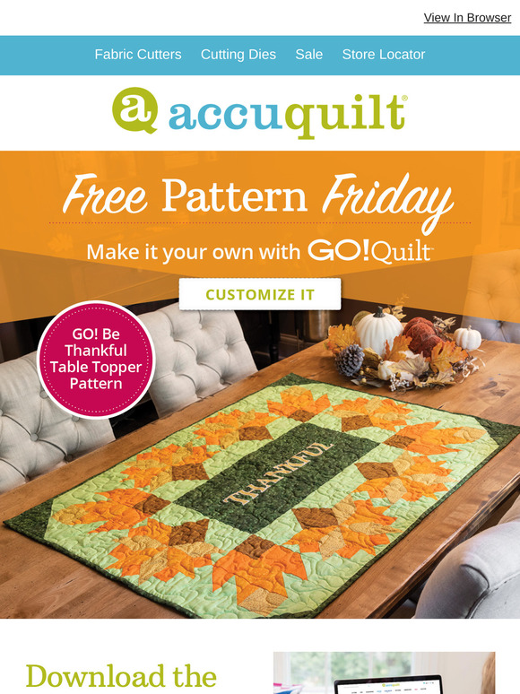 AccuQuilt: FREE Pattern Friday is Here: GO! Be Thankful Table Topper | Milled