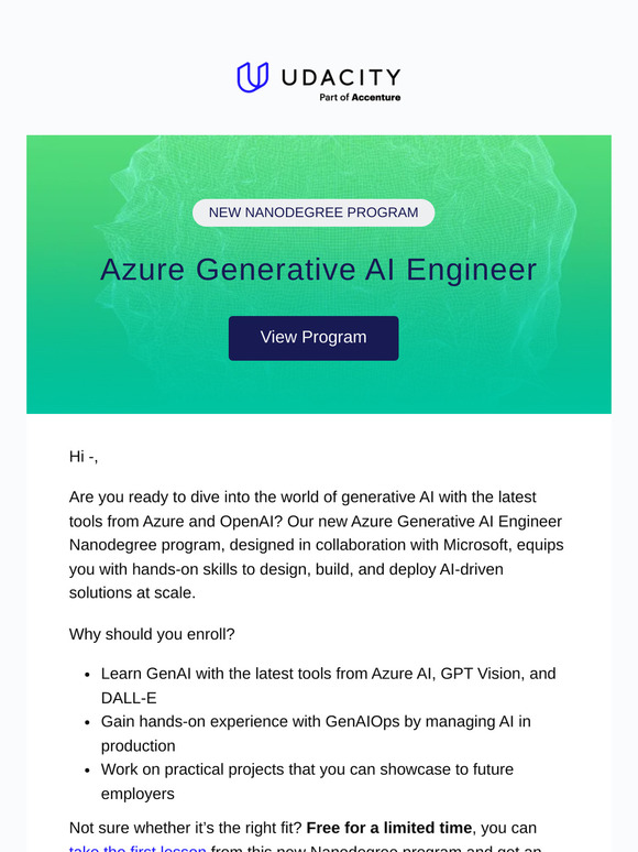 Udacity: New Azure GenAI Nanodegree program! | Milled