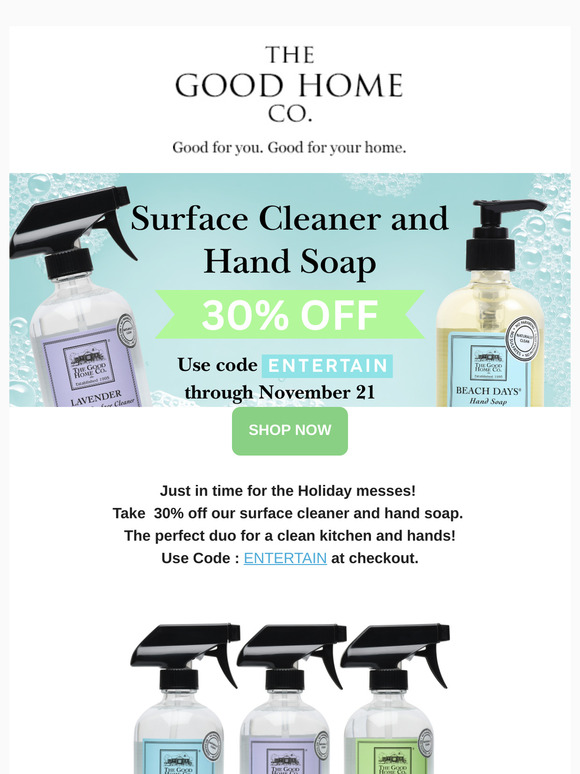 The Good Home Company: 30% OFF SURFACE CLEANER AND HAND SOAP! | Milled