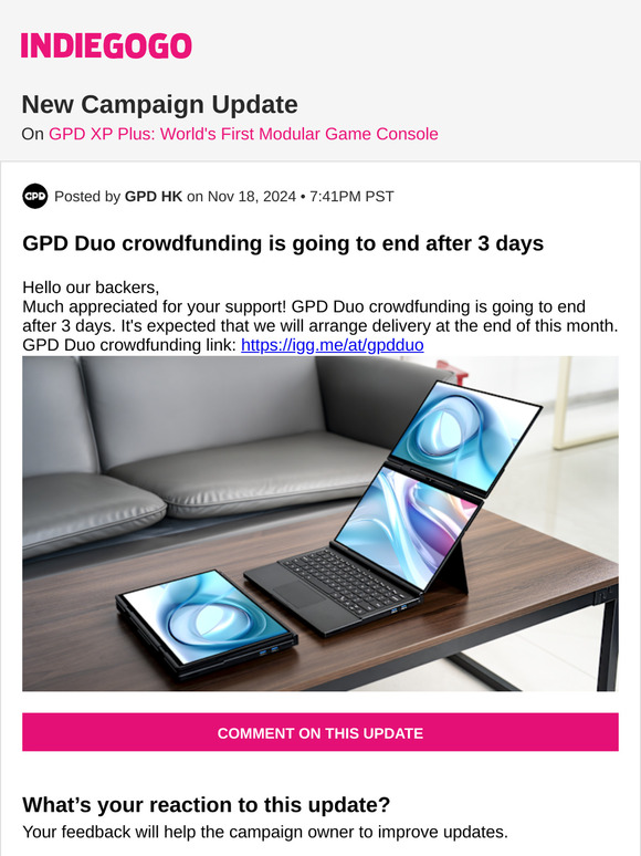 Indiegogo: 📢 Update #29 from GPD XP Plus: World's First Modular Game ...