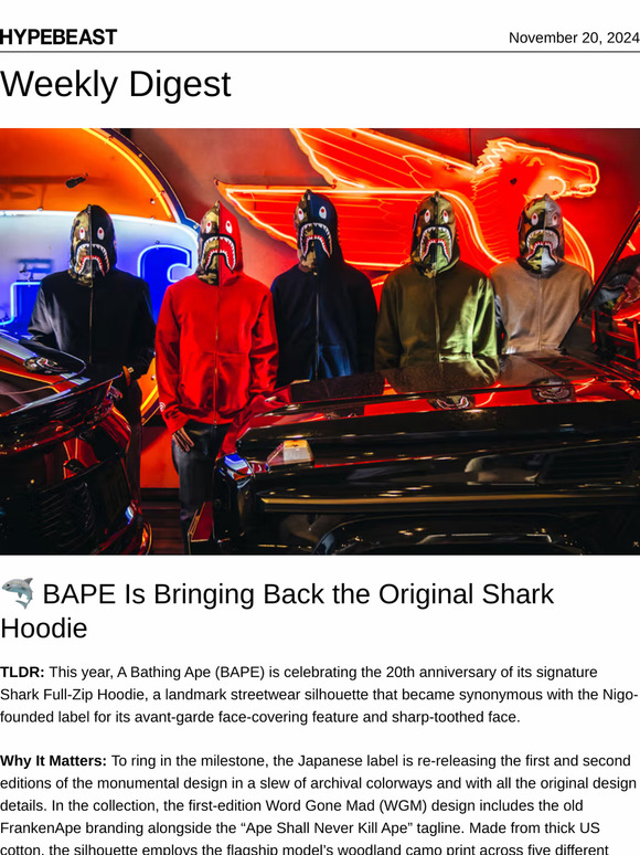 Hypebeast: The Return of the Original Shark Hoodie 🌊 | Milled