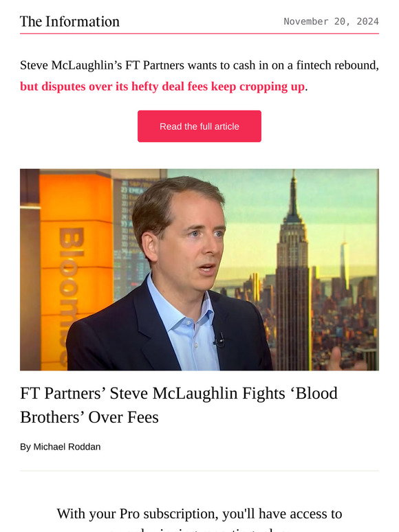 The Information: FT Partners’ Steve McLaughlin Fights ‘Blood Brothers ...