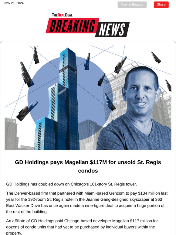 The Real Deal: BREAKING: GD Holdings pays Magellan $117M for unsold St. Regis condos | Milled