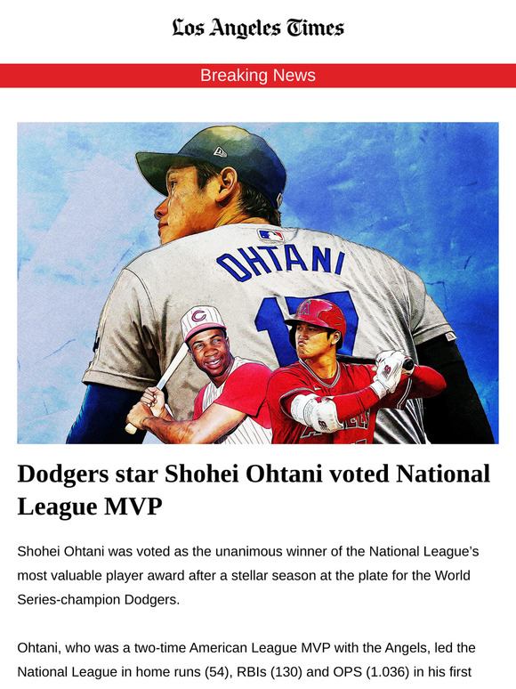 Los Angeles Times: Shohei Ohtani unanimously wins his third MVP award, and first with the ...