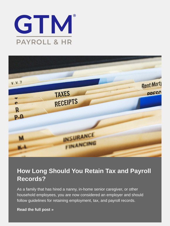 GTM: How Long Should You Retain Tax and Payroll Records? | Milled