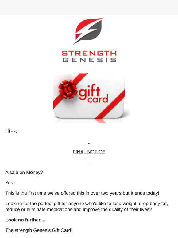 Strength Genesis: FINAL NOTICE | Milled