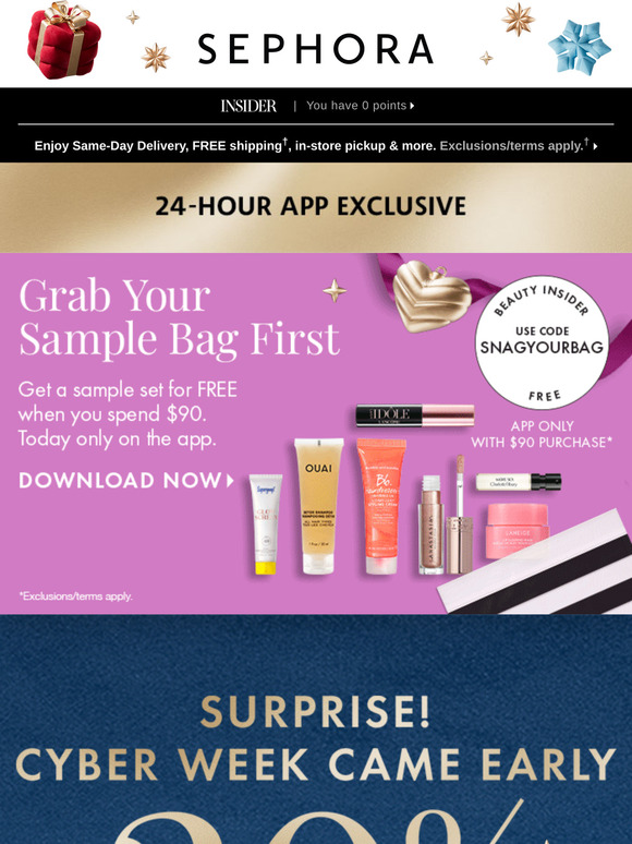 Sephora: Surprise! Cyber Week came early on the Sephora app. | Milled
