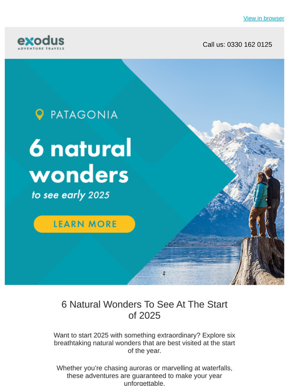 Exodus Travels: 6 Natural Wonders To See At The Start of 2025 | Milled