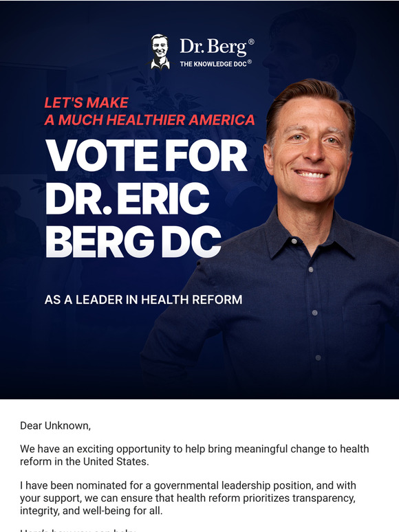 Dr. Berg: Vote Dr. Berg as a Leader in Health Reform | Milled
