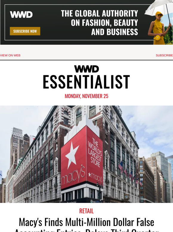 Women's Wear Daily: Macy's Finds Multi-Million Dollar False Accounting ...