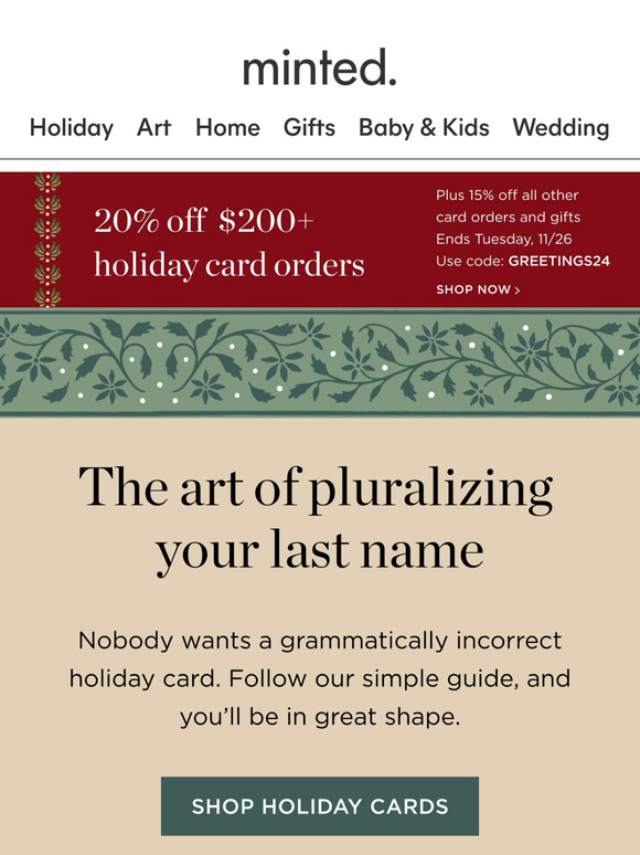 Minted: How to pluralize your last name | Milled