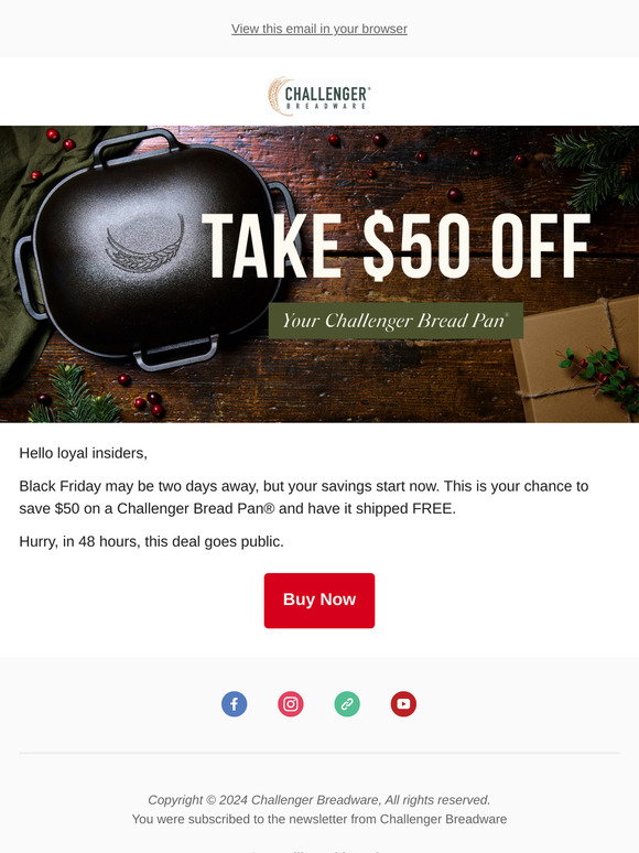 Challenger Breadware: The Challenger Black Friday Deal is Here! | Milled