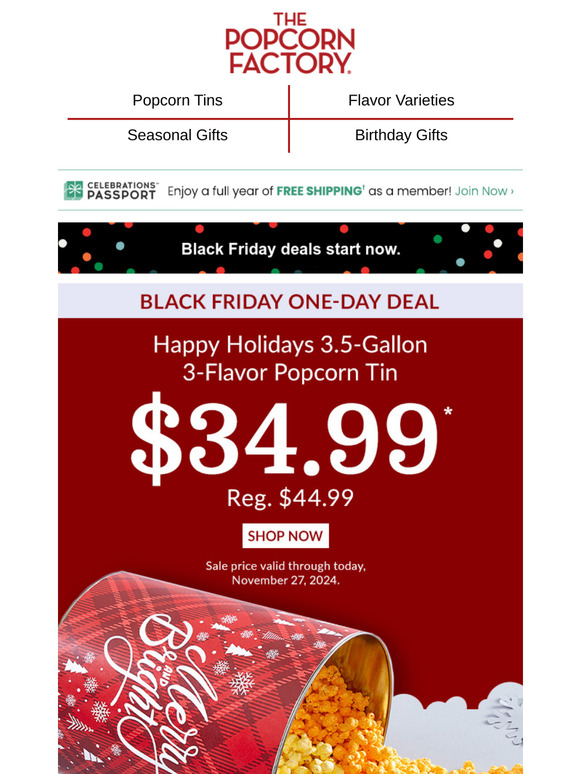 The Popcorn Factory: Last chance! Save on our Happy Holidays Tin before ...