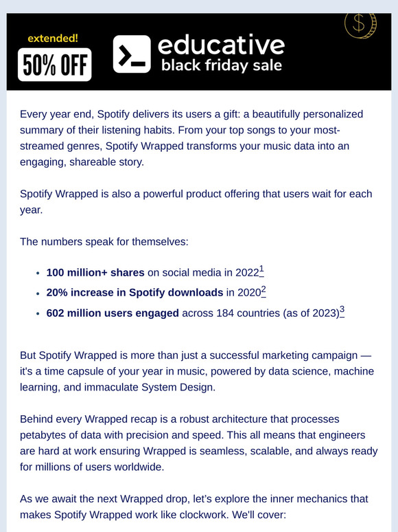 Educative: 🎧 How Spotify Wrapped Scales for 699,999,999+ Users | Milled