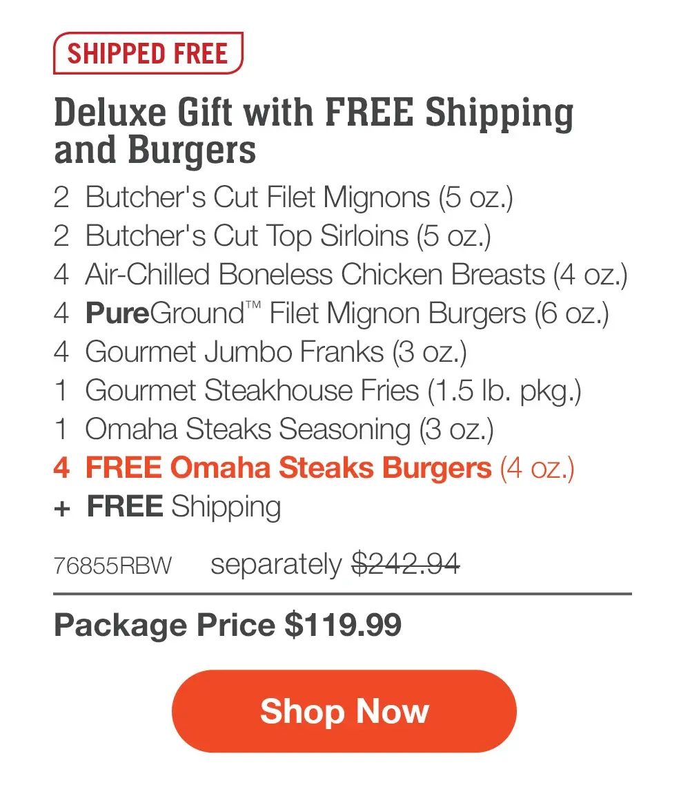 Omaha Steaks: Gift packages start at $89.99 with FREE burgers! | Milled