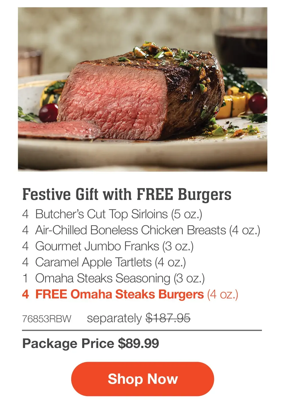 Omaha Steaks: Gift packages start at $89.99 with FREE burgers! | Milled