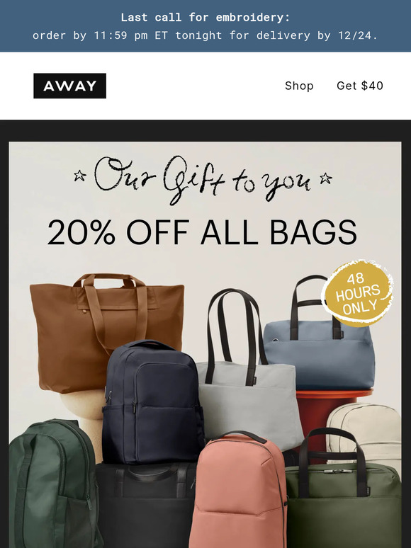 Away Email Newsletters: Shop Sales, Discounts, and Coupon Codes