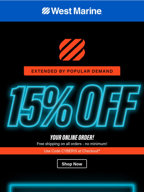West Marine: SURPRISE! CYBER MONDAY SALE EXTENDED! | Milled