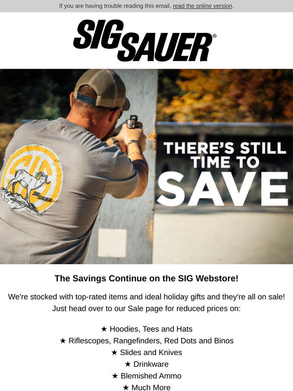SIG SAUER: Still Time to Save - Optics, Apparel & Much More | Milled
