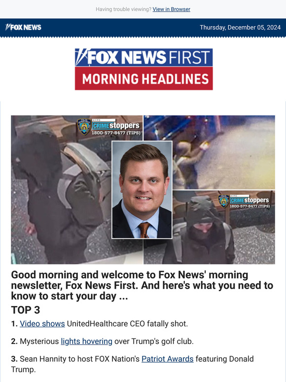 Fox News: UnitedHealthcare CEO assassin may have left message on bullet ...