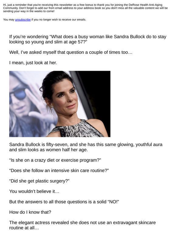 DeRose Health: How Does Sandra Bullock Stay So Young & Slim at 60? | Milled