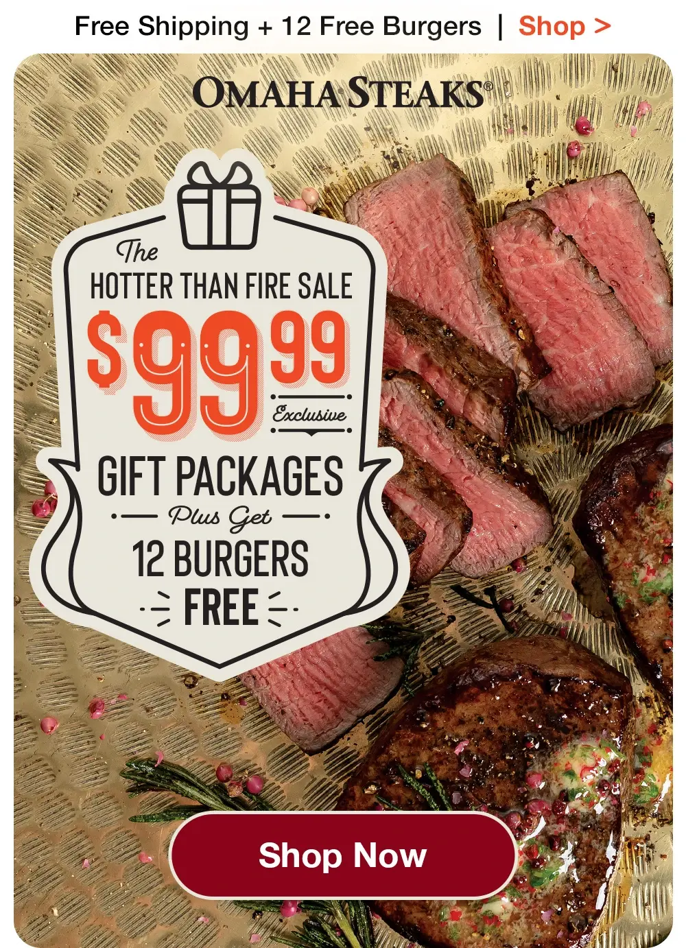 Omaha Steaks: Get this $99 package + 12 FREE burgers. | Milled