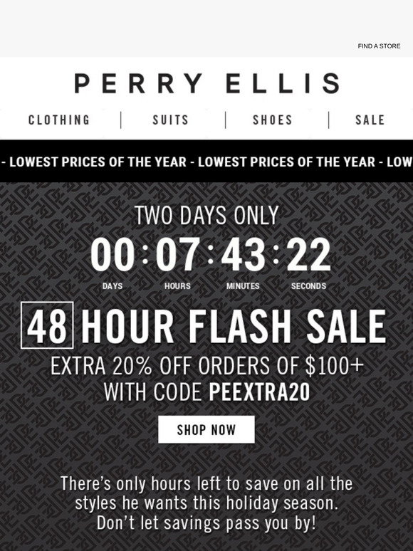 Perry Ellis: ⚡ Final Hours: The 48 Hour Flash Sale Ends Tonight ⚡ | Milled