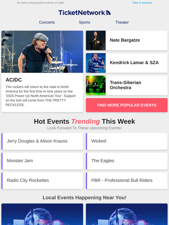 Ticket Network: AC/DC, Nate Bargatze, Kendrick Lamar & SZA & more | Milled