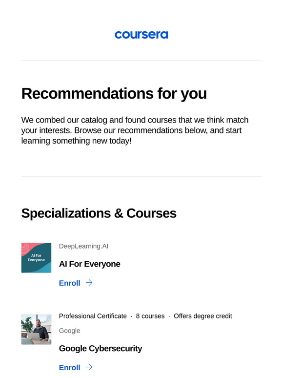 Coursera: Recommended: AI For Everyone | Milled