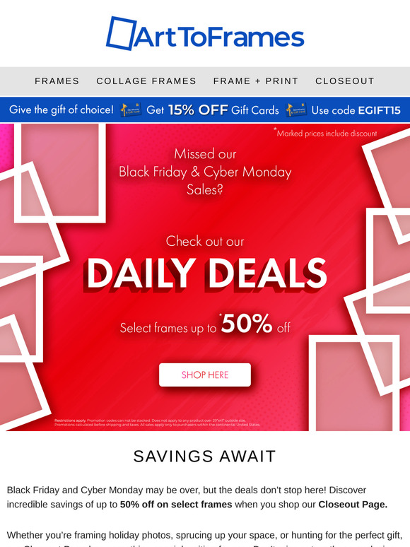 Art to Frames: 🎉Missed the Shopping Frenzy? Find Up to 50% Off on Our Closeout Page | Milled