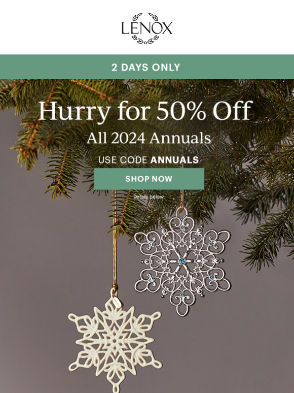 Lenox: 50% Off 2024 Annuals! | Milled