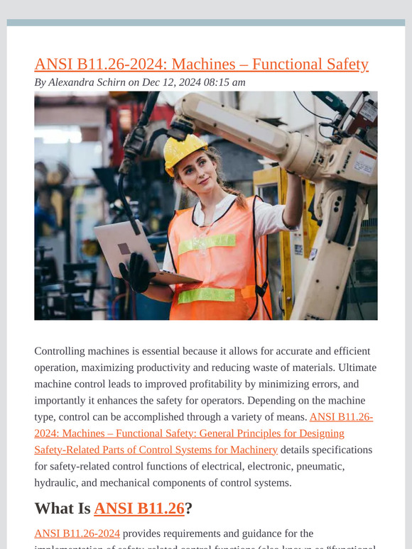 ANSI: New from the ANSI Blog: ANSI B11.26-2024: Machines – Functional ...