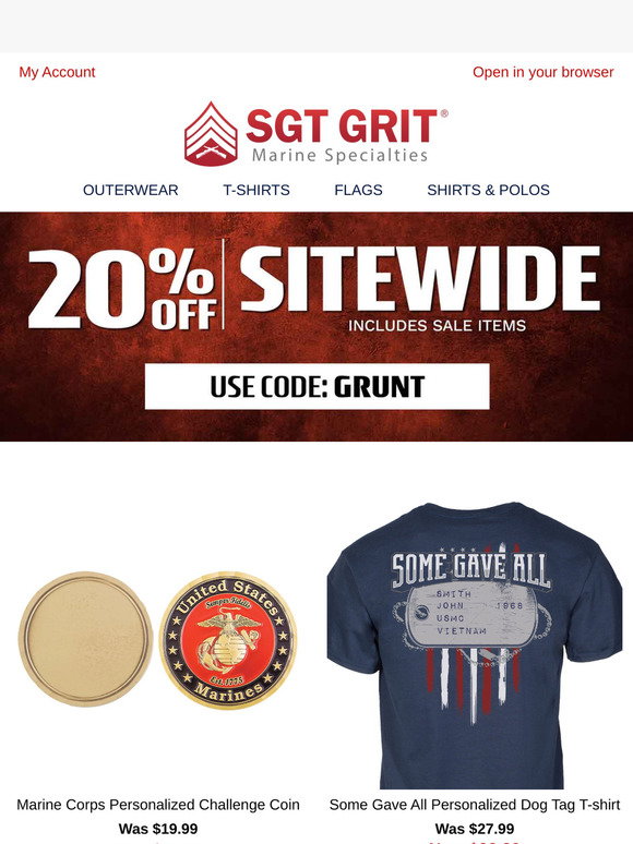 Sgt. Grit Marine Specialties: 20% Off Personalized USMC Gear – Make It ...
