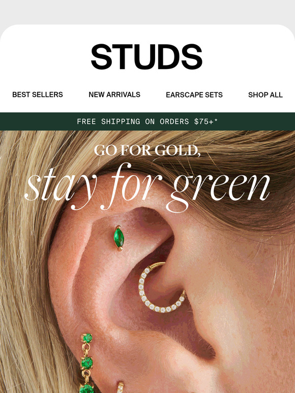 Studs: Green & Gold Earscapes 🎄 | Milled