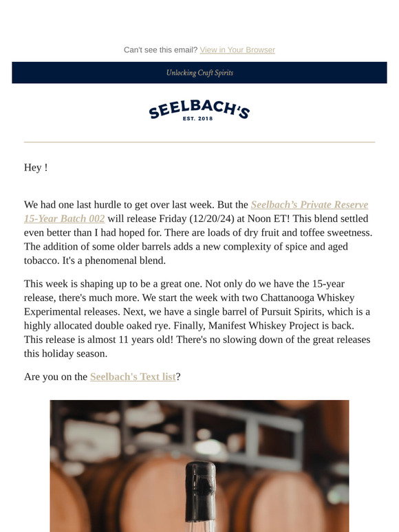 Seelbachs: Seelbach's 15-Year Batch 002 OFFICIALLY Back This Week‼️ ...