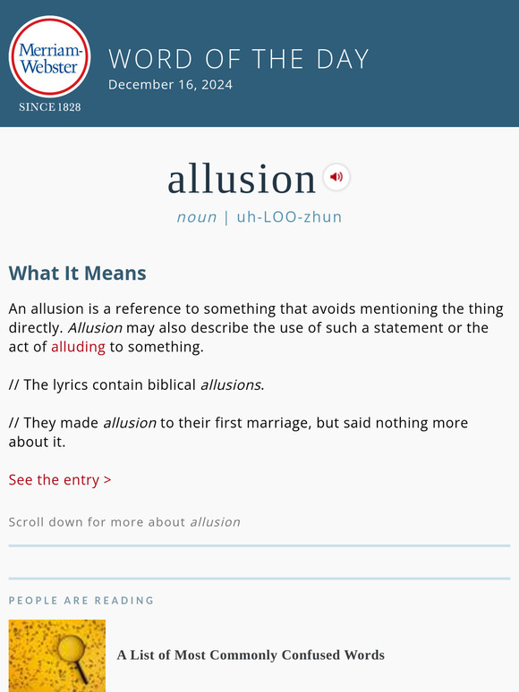 Merriam-Webster: Allusion - plus, A List of Most Commonly Confused Words | Milled