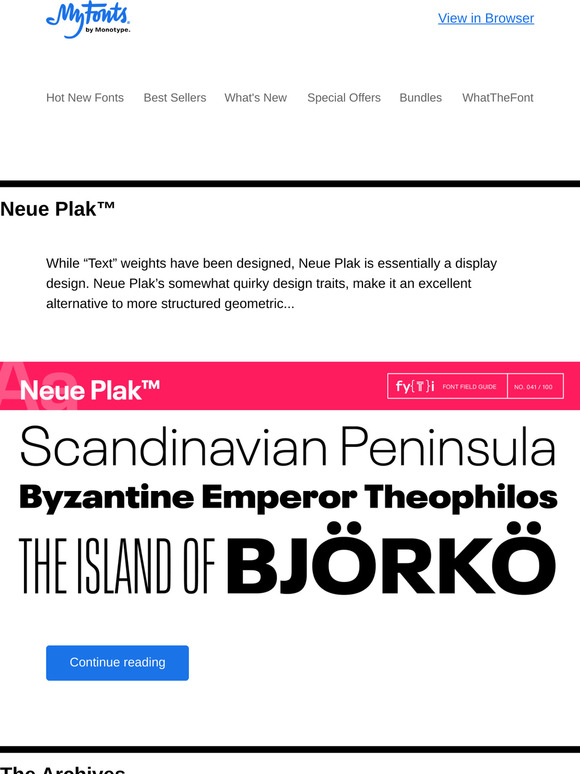 MyFonts: Learn all about Neue Plak™ | Milled
