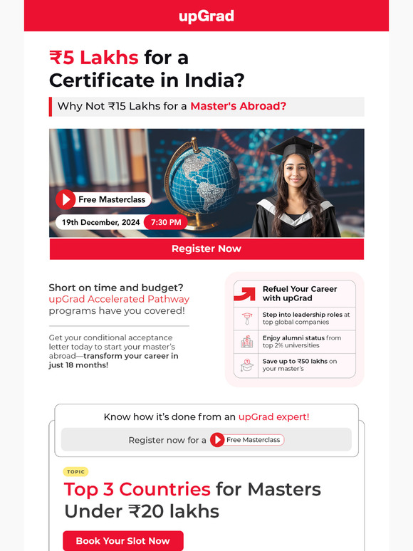 UpGrad: —, Degree Abroad Offers Better ROI than a Certificate from ...