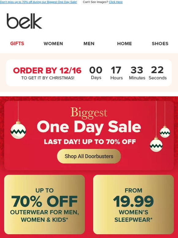 Belk: Final day 🚨 Shop now to get it by Christmas | Milled