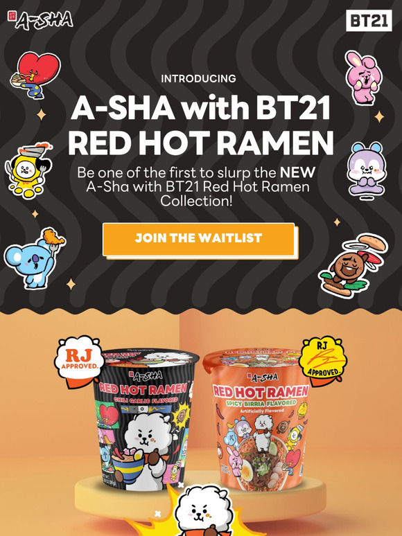 A-Sha Foods: 👋 Say Hello to A-Sha with BT21 Red Hot Ramen 🍜 ️‍🔥 | Milled
