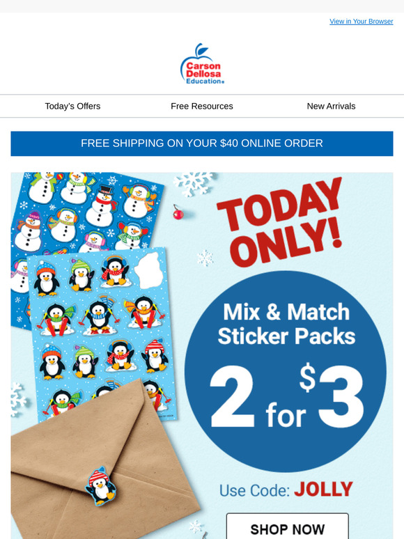 Carson-Dellosa Education: Today Only! Mix-and-Match 2 Sticker Packs for ...