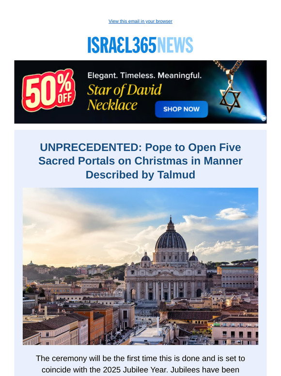 Israel365: UNPRECEDENTED: Pope to Open Five Sacred Portals on Christmas ...