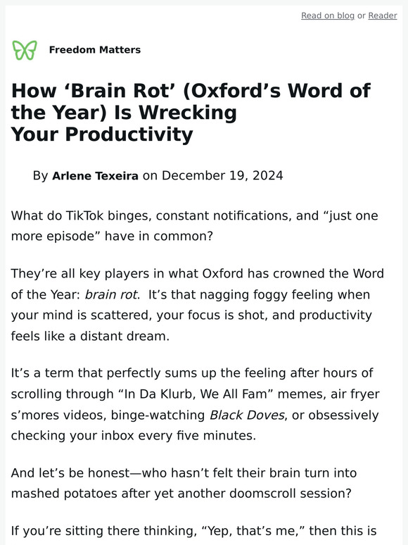 Freedom: How ‘Brain Rot’ (Oxford’s Word of the Year) Is Wrecking Your ...