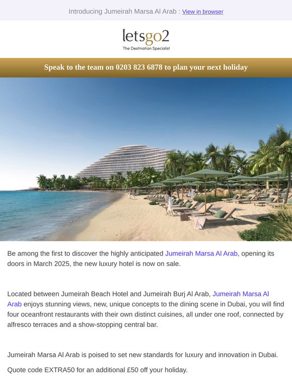 Letsgo2: Introducing Jumeirah Marsa Al Arab | Milled